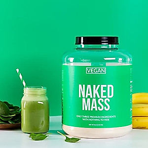 Naked Mass - Chocolate Vegan Weight Gainer - 8lb Bulk, GMO Free, Gluten Free, Soy Free & Dairy Free. No Artificial Ingredients – 1,280 Calories – 11 Servings