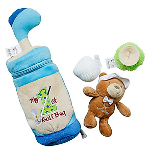 Genius Baby - 9" The Original Baby Golf Bag with Teddy Bear, Blue Bag Embroidered with 'My 1st Golf Bag', Lightweight, Perfect Size Golf Toy for Small Hands, Unique for Golf Baby