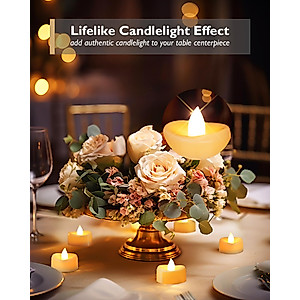 YOJACIKI Flameless Candles, 24 Pack LED Tea Lights Candles Battery Operated, Last 200+ Hrs Flickering Tea Lights, Flameless Tealight Candles for Halloween Diwali Fall Christmas Wedding D 1.5”x H 1.25”