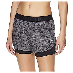 Reebok Womens Cardio Running Athletic Workout Shorts, Black, Small
