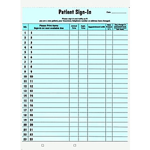 Tabbies Patient Sign-In Label Forms, 8-1/2" x 11" Form, Blue, 23 Labels/Sheet, 125 Sheets/Pack, Confidentially Sign In Your Patients, Also Provides a Daily Patient Log (14531)