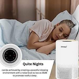 Air Purifiers for Home and Bedroom by AROVEC - True HEPA Air Filter to Eliminate Allergens, Asthma, Smoke, Odours, Pet Smell, Pollen, Mould, Dust, Sleep Mode, Timer, Aropure-200 (White)
