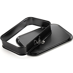 SOUJOY Springform Cake Pan, Non-stick Cheesecake Pan, 14 x 9 Inch Large Rectangle Cake Pan with Removable Bottom, Ice Cream Cake Bakeware, Black