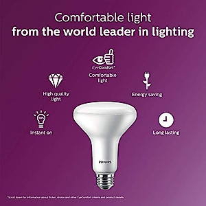 Philips LED Flicker-Free Frosted Dimmable BR30 Light Bulb - EyeComfort Technology - 650 Lumen - Daylight (5000K) - 9W=65W - E26 Base - Basic LED Old Version - Indoor - 12-Pack