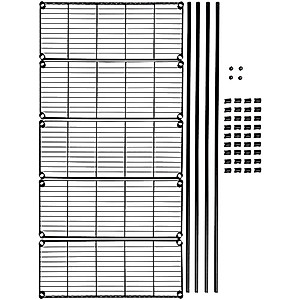 5-Shelf Adjustable, Heavy Duty Storage Shelving Unit (350 lbs Loading Capacity per Shelf), Steel Organizer Wire Rack, Black (36Lx14Wx72H), (SL-SUAM-116)