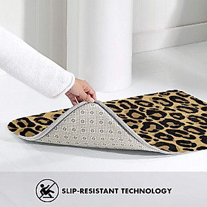 Jbofyee Brown Leopard Texture Area Rug Non-Slip Soft Microfiber Washable Inside Floor Mats Throw Rugs Carpet for Living Room Bedroom Office Dorm Home Decor, 36x24 Mat