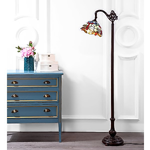 JONATHAN Y JYL8010A Dragonfly Tiffany-Style 60" Arched LED Floor Lamp, Tiffany, Traditional, Elegant, Office, Living Room, Family Room, Dining Room, Bedroom, Hallway, Foyer, Bronze