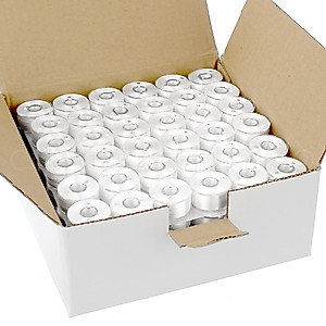 CleverDelights White Prewound Bobbins - 144 Pack - Size A Bobbins - 75D/2 (60WT) Polyester Thread - Compatible with SE400 SE600 SE625 SE700 SE725 SE1900 PE535 PE550D PE800 PE900 - SA156 Replacement