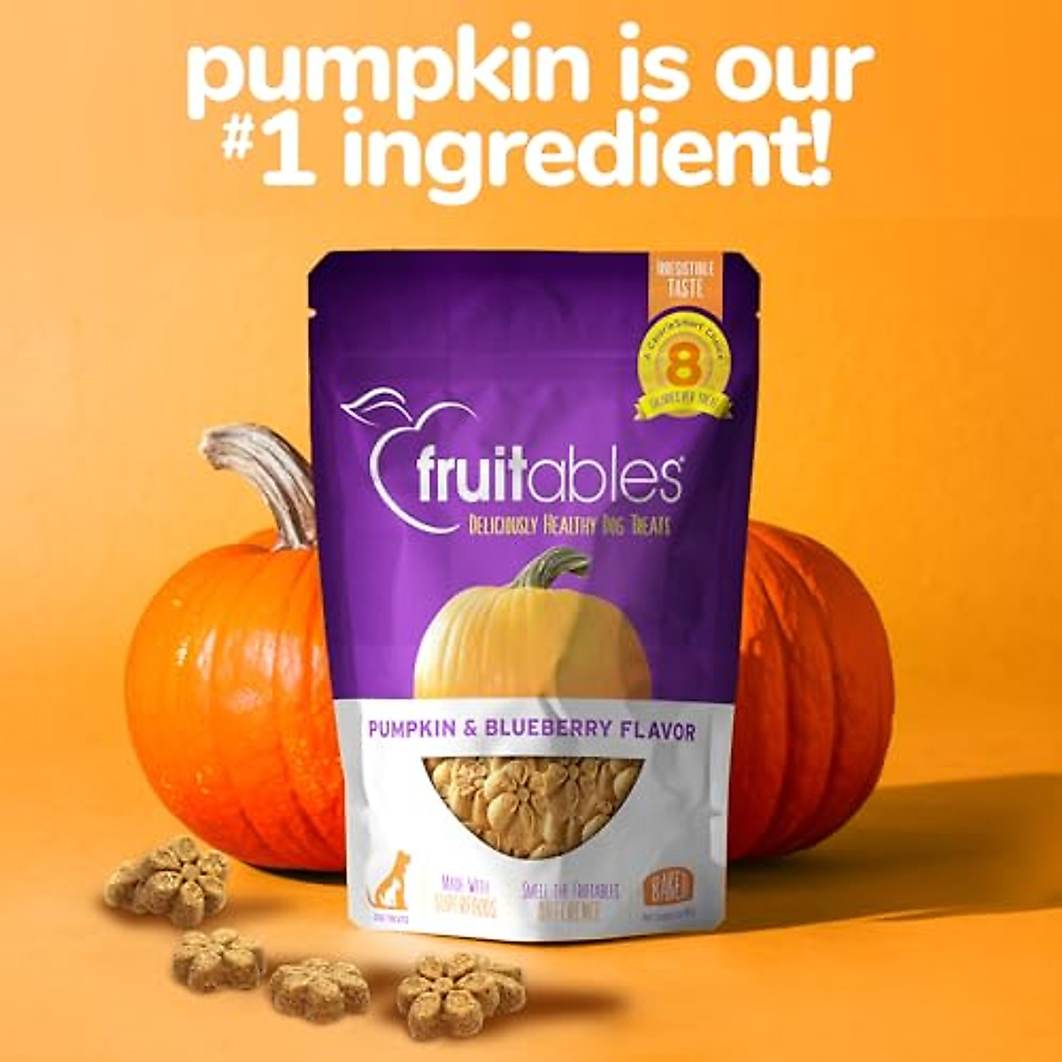 Fruitables Crunchy Baked Dog Treats | Pumpkin & Blueberry | 7 Ounces, Model Number: 2157