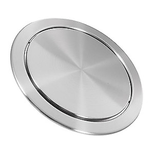 TOGEVAL Stainless Steel Recessed Lid Tabletop Recessed Cover Trash Lid Trash Can Bin Lid Kitchen Supply Trash Grommet Hidden Trash Can Lid Flap Garbage Can Cover 430 Stainless Steel Silver