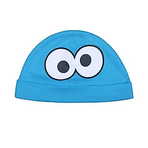 Sesame Street Elmo and Cookie Monster Boys Short Sleeve Bodysuit with Cap Set for Baby and Infant – Blue/White or Red/White