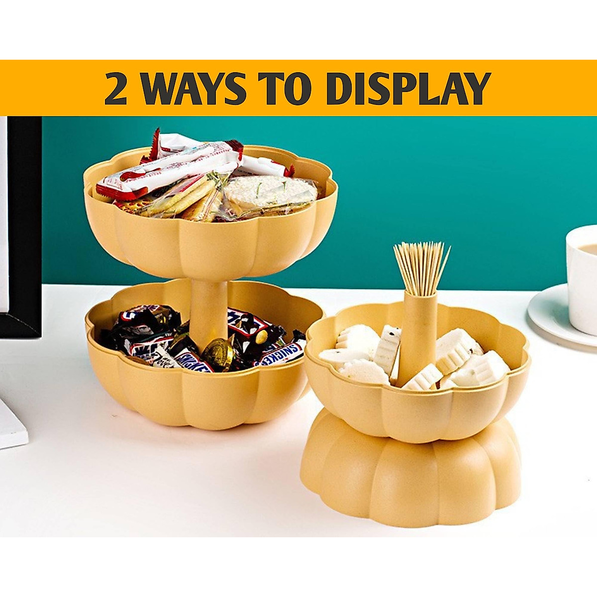 Large and Small Candy Jar Set, Plastic Pumpkin Jar with Cover Thanksgiving Decor Pumpkin Candy Dish with Lid Pumpkin Candy Bowl Fall Decorative Vintage Food Snacks Storage Container for Sugar Cookie