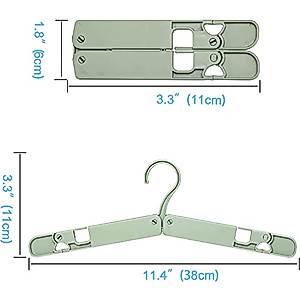 Foldable Travel Hanger Pants Hangers Lightweight and Durable Non-deformable Plastic Cloths Hanger Fits All Clothes and Socks Towel Can Be Folded Down for Easy Storage (Green)