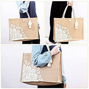 itgowisa Cute Beach Bag for Women Jute Tote Bag Large Straw Reusable Grocery Bag Trendy Handbag with Pouch and Tassel Eco Aesthetic Foldable Stay Upright Durable for Shopping Travel Summer beach Gift