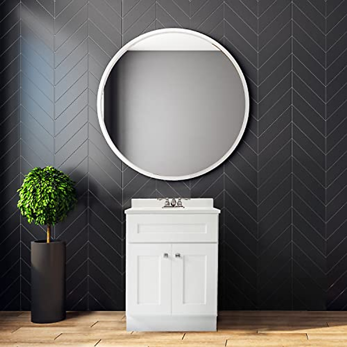 Design House 584870 Bath Shaker 2-Door Bathroom Vanity with Cultured Marble White Top, 4-Inch Centerset, 2 Piece