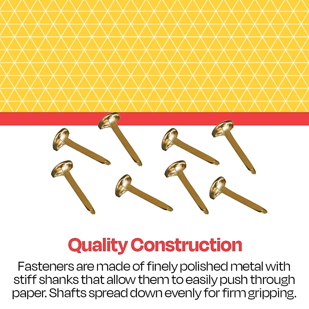 School Smart Brass Plated Fasteners - 1 1/2 inch - Box of 100