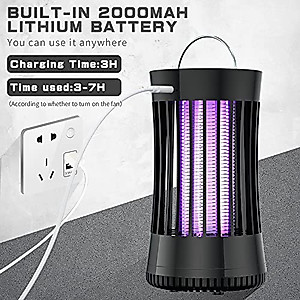 AICase Portable USB Electronic Rechargeable Mosquito Fly Killer Lamp/Bug Zapper for Summer Trip,Outdoor Camping,Patio,Home and Garden,Fly Trap Indoor,Moth Trap/Bug Killer/Insect Killer Light(Black)