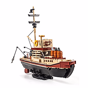 DAHONPA Fishing Boat Shark Ship (592 PCS), City Marine Theme Model Kit with 3 Figures, Educational Toy Gift for Kid and Adult.