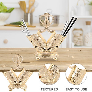 Cabilock Metal Utensil Silverware Organizer Spoon and Fork Holder European Style Utensils Holder Counter Storage Holder for Coffee Bar Dining Room Kitchen