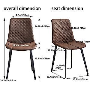 seonyou Brown Dining Chairs Set of 6 for Kitchen Dining Room, Upholstered Leather Mid Century Modern Dining Chair