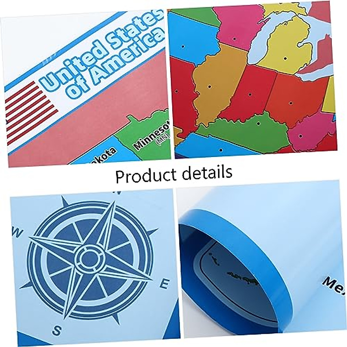 Ciieeo 1 Sheet United States map US map poster school accessory kids supplies playroom decor usa map for kids school supply portable synthetic paper hanging pictures child