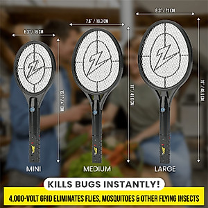 ZAP iT! Electric Fly Swatter Racket & Mosquito Zapper - High Duty 4,000 Volt Electric Bug Zapper Racket - Fly Killer USB Rechargeable Fly Zapper Indoor Safe