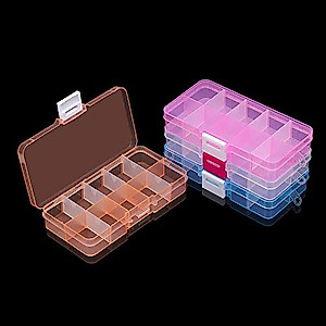 Plastic Rectangle Multifunctional Slot Adjustable Necklace Transparent Storage Box Case Holder Craft Organizer Beads Jewelry Container (Purple)