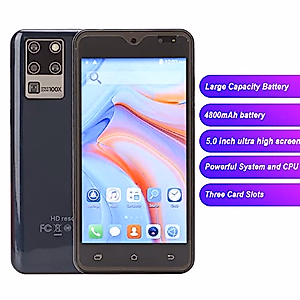 S30U Plus Smartphone, 5 inch 5G RAM 2GB ROM Unlocked Cell Phone with 5MP 8MP Dual Camera, 4800mAh 8 Core MTK6580 Mobile Phone for 11, Black