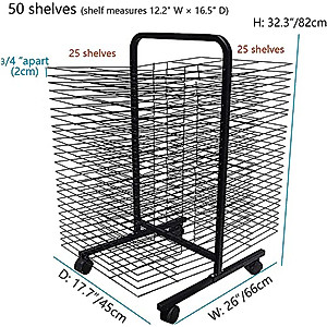 CENAP Art Drying Rack, Mobile Drying Rack for Artwork with Wire Rack, Mobile Classroom, Art Studio, Drying and Printing Rack (Size : 50-Layer)