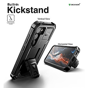 Dexnor Full Body Case for Samsung Galaxy S23 Plus 5G/6.6 inches,[Extra Front Frame] Heavy Duty Military Grade Protection Built-in Screen Protector and Kickstand for Samsung S23 Plus 5G,Black