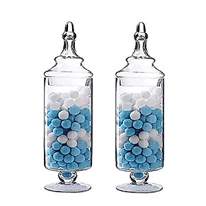 Livejun Glass Apothecary Jars Clear Elegant Storage Jar Decorative Candy Buffet Jars Wedding Candy Organizer Storage Canisters Small Home Decor 2 Pcs