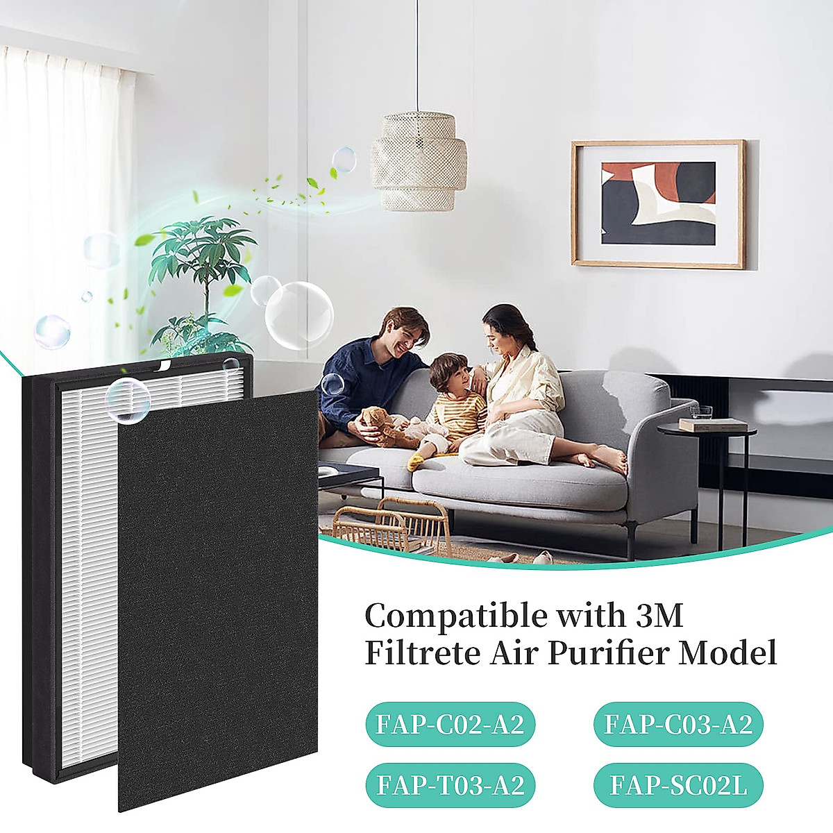 XBWW 4 Packs F2 A2 H13 True HEPA Replacement Filters Compatible with 3M Filtrete Room Air Purifi-er Models FAP-C02WA-G2 FAP-C03BA-G2 FAP-T03BA-G2 FAP-SC02N FAP-SC02W FAP-C02-A2 FAP-C03-A2 FAP-T03-A2