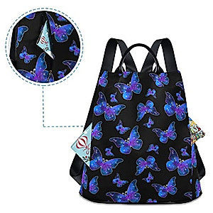 ALAZA Butterfly Print Galaxy Starry Backpack Purse for Women Anti Theft Fashion Back Pack Shoulder Bag