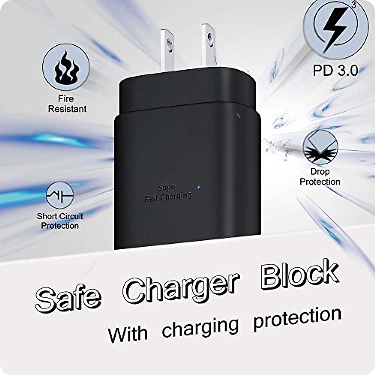 Type C Charger,with C to C Cable 6ft Super Fast Charger 2 Pack,Samsung Wall Charger for Galaxy S23 Ultra/s23/s23+/s22/s22 Ultra/s22+/s21 Ultra/s20 Ultra/Note 20/Note 10/z Fold 3, Super Fast Charging