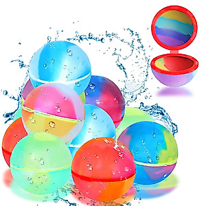 Magnetic Water Bomb Balloons for Kids Adults, Reusable Latex-Free Silicone Easy Quick Fill Ball, Self-Sealing Pool Beach Outdoor Activities Games Toy Summer Fun Splash Party Supplies (12 Pcs)