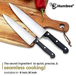 Humbee - Chef Knife 8 Inches - Stainless High Carbon Steel Full Tang Blade for Pro and Personal Use Ergonomic Handle Comfortable Grip