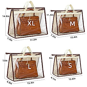 AxPower 8 Pack Handbag Storage Organizer Purse Clear Dust Cover Bag for Closet with Zipper and Handle, 4 Sizes