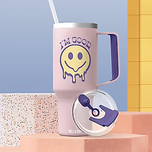 Ottle Deep Sea Diver 40 oz Insulated Tumbler with Handle and Straw Lid - Leak Proof, Cupholder Friendly Travel Mug - Stainless Steel Double Wall Water Bottle for Hot and Cold Drinks - I'm Good