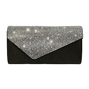QELEG Women Rhinestone Satin Frosted Evening Wedding Clutch Bag Handbag
