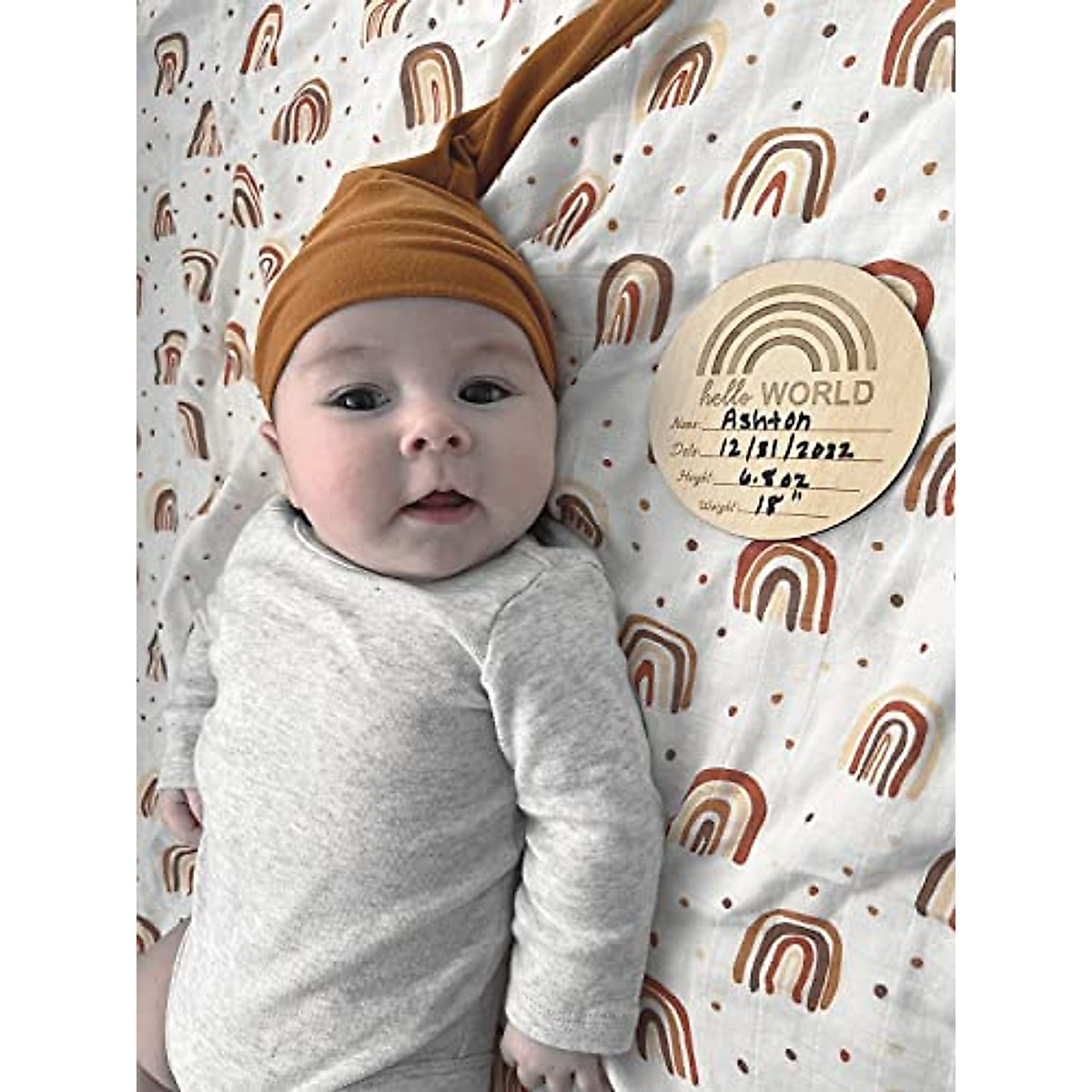 Baby Muslin Baby Swaddle Blanket Rainbow Print, Luxurious, Soft and Silky, 70% Bamboo 30% Cotton 47x47inch，Neutral Receiving Blanket  Receiving Swaddlinget for Boys & Girls