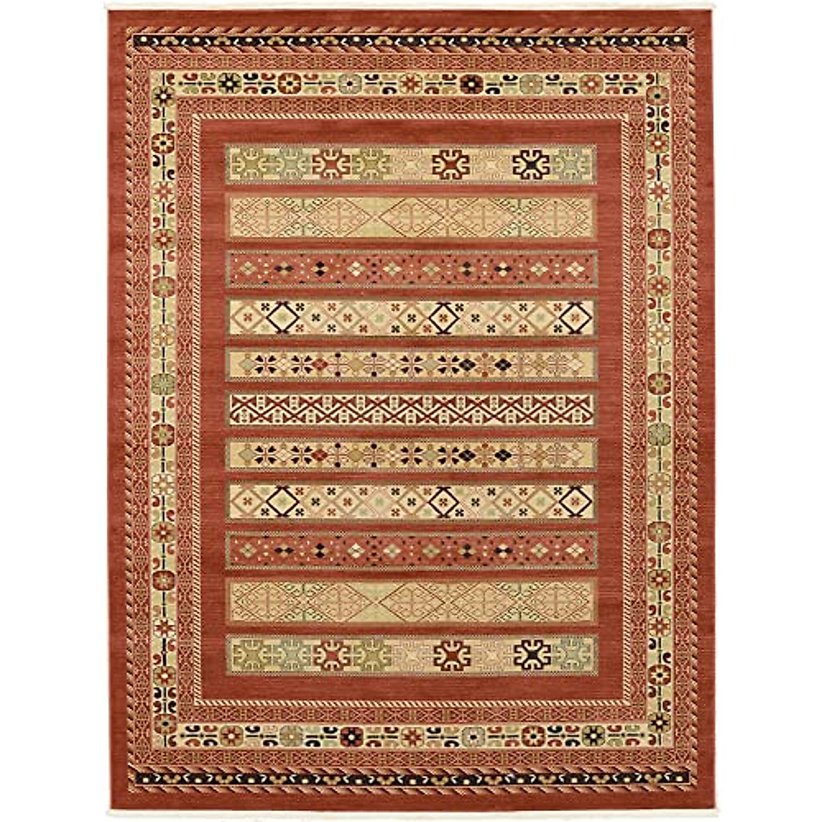 Unique Loom Fars Collection Area Rug - Pasadena (9' x 12' 2" Rectangle, Rust Red/ Black)