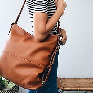 Humble Hilo Braided Vegan Leather Convertible Backpack/Tote Bag. Backpack & Tote Bag in One, Spacious Shoulder Bag. Cute & Functional. (Cognac)