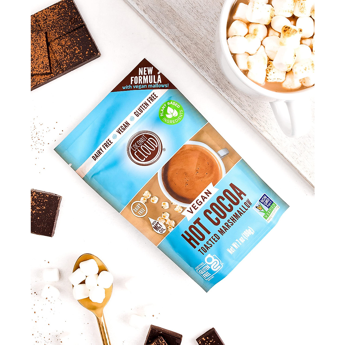 Dairy-Free Instant Hot Cocoa Mix with Vegan Marshmallows - Creamy, Natural Colorado Cocoa