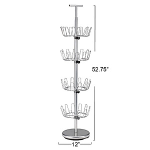 Household Essentials Revolving Four-Tier Shoe Tree, Silver Finish