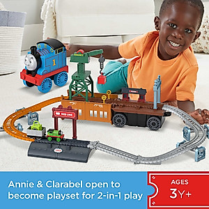 Thomas & Friends Push-Along Train and Track Set for Kids 2-in-1 Transforming Thomas Playset with Storage & Working Crane for Ages 3+ Years