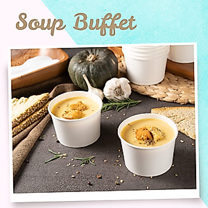 MATICAN Paper Ice Cream Cups - 50-Count 9-Oz Disposable Dessert Bowls for Hot or Cold Food, 9-Ounce Party Supplies Treat Cups for Sundae, Frozen Yogurt, Soup, White