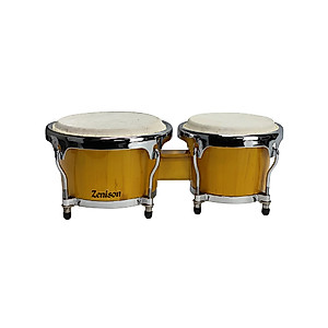 Zenison - BONGO DRUMS 8+9" SET, NATURAL WOOD Dual Bongos WORLD LATIN Percussion