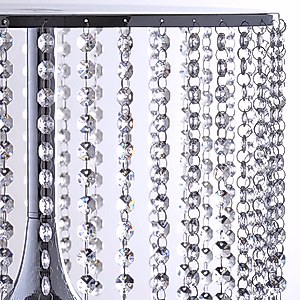 8 Inch Tall Metal Cake Stand - 12" Dia Round Base Cake Display Stand with Hanging Acrylic Crystals for Dessert Table, Wedding, Party, Event, Home Décor