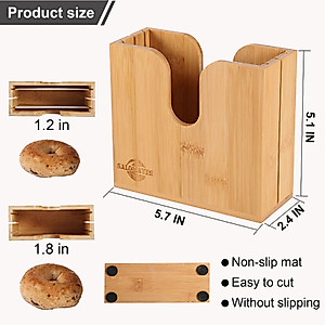 salomayes Bagel Cutter Slicer For Small And Large Bagels, Bagel Slicer Guillotine, Adjustable Bamboo Bagel Slicer With Non-Slip Pads