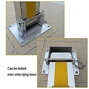Tools Parking Barrier Lock T Shape Stainless Steel Parking Barrier Folding Parking Space Lock Heavy Duty Security Post with Padlock & Bolt